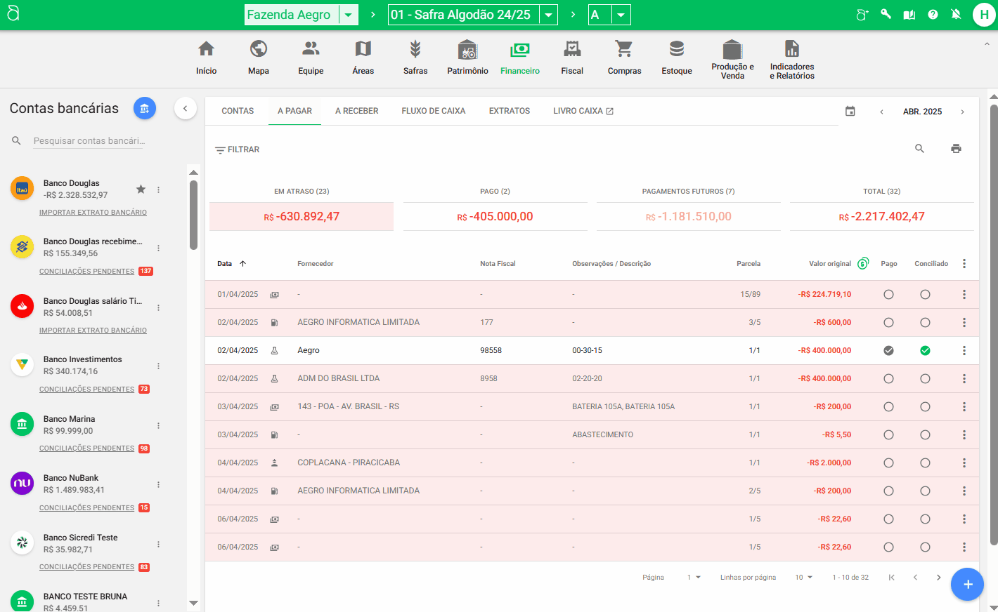 Como acusar o pagamento ou recebimento de uma parcela?
